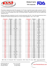 Precision Associates' FDA Sanctioned Materials for O-Rings and sealsin ...