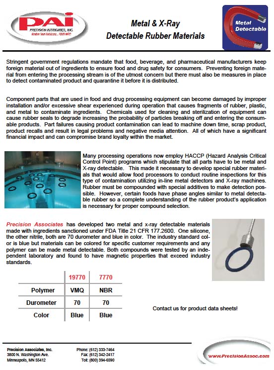 Metal &X-Ray Detectable FDA Rubber Compounds