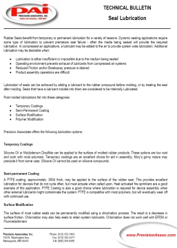 Seal Lubrication Bulletin On Precision Associates, Inc.